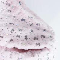 China Recycled SHAOXING Factory Supplier Bunny Hair Foil Fabric Two-Color Unicorn Pattern Super Soft Plush Fleece Fabric for sale