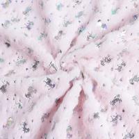 China Recycled SHAOXING Factory Supplier Bunny Hair Foil Fabric Two-Color Unicorn Pattern Super Soft Plush Fleece Fabric for sale