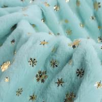 China DDP Recycled Factory High Quality Bunny Hair Foil Gold Fabric Snowflake Pattern, Wholesale Polyester Fleece Fabric for sale
