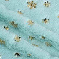 China DDP Recycled Factory High Quality Bunny Hair Foil Gold Fabric Snowflake Pattern, Wholesale Polyester Fleece Fabric for sale