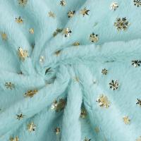 China DDP Recycled Factory High Quality Bunny Hair Foil Gold Fabric Snowflake Pattern, Wholesale Polyester Fleece Fabric for sale