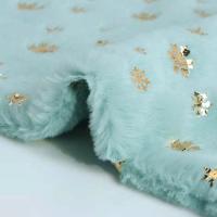 China DDP Recycled Factory High Quality Bunny Hair Foil Gold Fabric Snowflake Pattern, Wholesale Polyester Fleece Fabric for sale