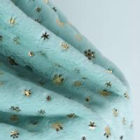 China DDP Recycled Factory High Quality Bunny Hair Foil Gold Fabric Snowflake Pattern, Wholesale Polyester Fleece Fabric for sale