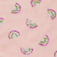 China Recycled 100 Polyester Rabbit Fur Rainbow Style Sequins Embroidery on Plush Fabrics for Home Textiles for sale