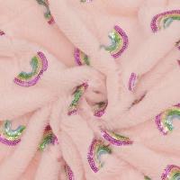 China Recycled 100 Polyester Rabbit Fur Rainbow Style Sequins Embroidery on Plush Fabrics for Home Textiles for sale