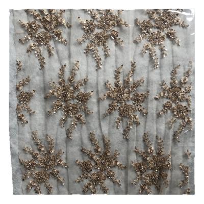 China High Quality Easily Customizable Luxury 3D Sequin Beaded African Embroidery Lace Fabric for Girls Women's Dress Party Dress for sale