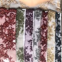 China Easily Customizable Luxury 3D Beaded Embroidery Lace Fabric New Design Lace for Party Dance Dress Women's Dress for sale