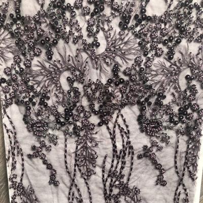 China Easily Customizable Luxury 3D Flowers Beaded Embroidery Lace Fabric New Design Lace for Women's Clothing Dance  Dresses for sale