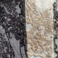 China Easily Customizable Luxury 3D Flowers Beaded Embroidery Lace Fabric New Design Lace for Women's Clothing Dance  Dresses for sale