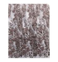 China Easily Customizable Luxury 3D Flowers Beaded Embroidery Lace Fabric for Women's Clothing Dance  Dresses for sale