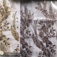 China Easily Customizable Luxury 3D Flowers Beaded Embroidery Lace Fabric for Women's Clothing Dance  Dresses for sale