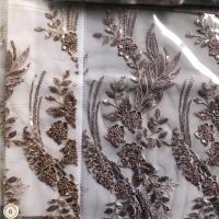China Easily Customizable Luxury 3D Flowers Beaded Embroidery Lace Fabric for Women's Clothing Dance  Dresses for sale