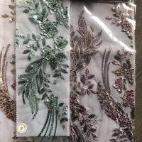 China Easily Customizable Luxury 3D Flowers Beaded Embroidery Lace Fabric for Women's Clothing Dance  Dresses for sale