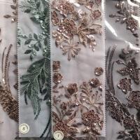 China Easily Customizable Luxury 3D Flowers Beaded Embroidery Lace Fabric for Women's Clothing Dance  Dresses for sale