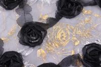 China 100 Polyester Rose Ribbon Embroidery White Wedding Laces Fabric for Womens Clothing Dresses Dancewear for sale