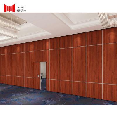 China Red Wood Board Surface Operable Partition Wall 65mm Thick for sale