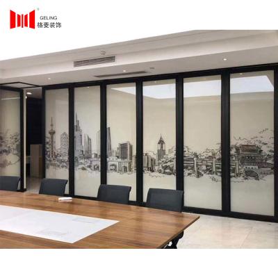 China 80mm Thickness Double Glass Movable Wall Partition For Office for sale