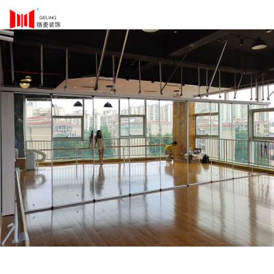 China Sliding Mirror Glass Movable Wall 65mm With POM Hanging Wheels for sale