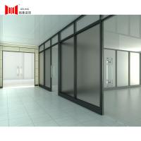 China Black Tempered Glass Aluminum Partition Wall 83mm Thick Full Height for sale