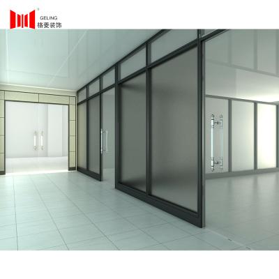 China Black Tempered Glass Aluminum Partition Wall 83mm Thick Full Height for sale