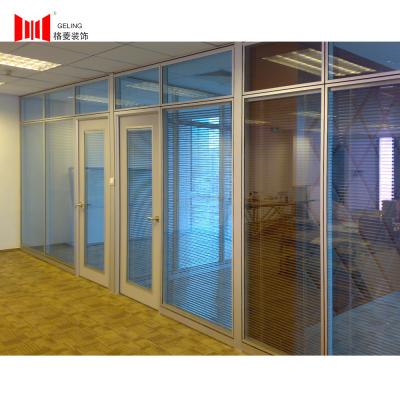 China 83mm Double Glass Movable Aluminium Partition Wall Fixed Demountable for sale