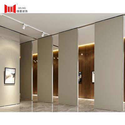 China Fabric Surface Acoustic Folding Partition Wall With POM Hanging Wheels for sale