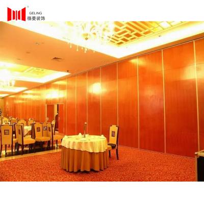 China Red Color Soundproof Sliding Wooden Partition Wall Aluminum Frame for sale