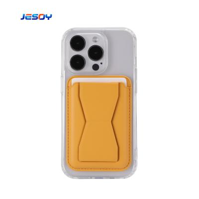 China Business Style Magsafe Phone Wallet Gold Brown Magnetic Card Holder For Phone for sale