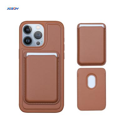 China Custom Leather Phone Case Magnetic Cell Phone Business Card Holder Luxury For IPhone Samsung for sale