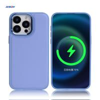 China Embossed Logo Magsafe Leather Cases Design Style Shockproof Mobile Covers Blue For IPhone 15 Pro Max for sale
