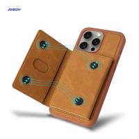 China Brown Leather Phone Case Fashionable Leather Cell Phone Wallet Case With Card Holders for sale