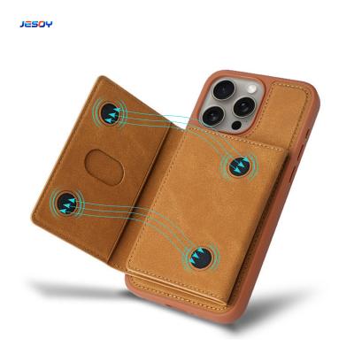 China Brown Leather Phone Case Fashionable Leather Cell Phone Wallet Case With Card Holders for sale