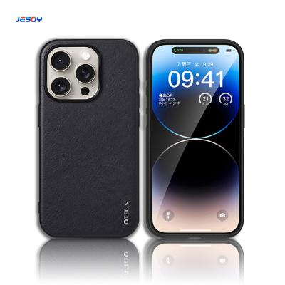 China Business Style Leather Phone Case Customized Leather Phone Covers Black For iPhone 16 15 Pro Max for sale