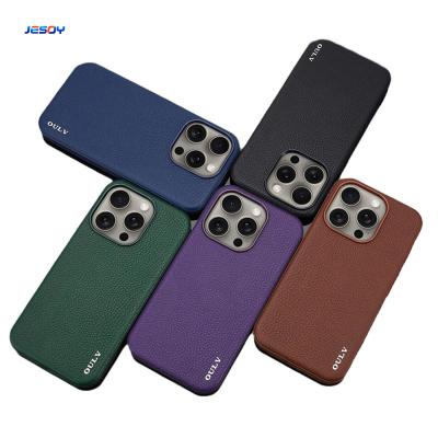 China Vegan Leather Cell Phone Covers Fashionable Leather Smartphone Covers Shockproof For iPhone 16 15 Pro Max for sale