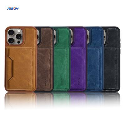 China Strong Magnetic Leather Phone Case OEM / ODM Magsafe Card Holder Case For IPhone 16 15 Pro Max for sale