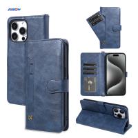 China Shockproof Leather Phone Case RFID Blocking Flip Mobile Phone Cases Business Style for sale