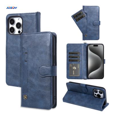 China Shockproof Leather Phone Case RFID Blocking Flip Mobile Phone Cases Business Style for sale