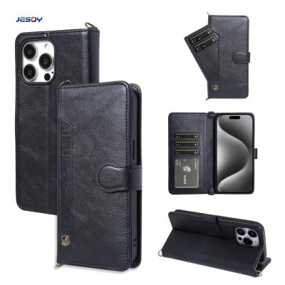 China PU Leather Phone Wallet Cases Business Style Phone Case With Card Holder Wallet Stand for sale