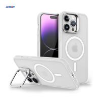 China Military Grade Magsafe Cell Phone Case Scratch Resistant iPhone Protective Cases With Metal Camera Stand for sale