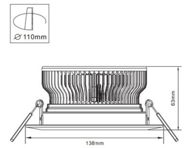 China Cooling Fin 12W Epistar LED Down Lighting Lamps / LED Ceiling Lamp 3000K, 4000k, 6000K for sale