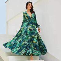 China V Neck Ruffle Cotton Romantic Floral Dresses Knee Length A Line for sale
