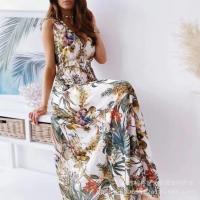China V Neck Ruffle Cotton Romantic Floral Dresses Knee Length A Line for sale