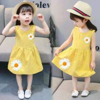 China Breathable Fabrics Sleeveless A-Line Fabrics Girls Daisy Dresses for sale
