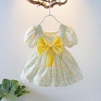 China Summer Short Sleeve Girl'S Floral Bow Dress XXS XS S M L XL for sale