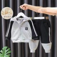 China Breathable Cotton Primary Children'S Clothing Boys' Hooded Suit With Zipper for sale