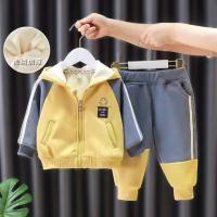 China Breathable Cotton Primary Children'S Clothing Boys' Hooded Suit With Zipper for sale