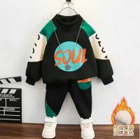 China Pure Cotton Fleece Lined Hoodless Boys Suit Primary Children'S Clothing XS-XL for sale