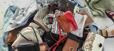 China Cotton Polyester Used Crossbody Handbags 2nd Hand Satchel for sale