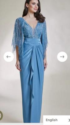 China Luxurious Sequin Embroidered Glossy Silk Satin Evening Gown: Eye-catching Glamour & Dazzling Shine for sale