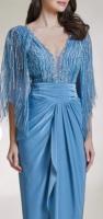 China Luxurious Sequin Embroidered Glossy Silk Satin Evening Gown: Eye-catching Glamour & Dazzling Shine for sale